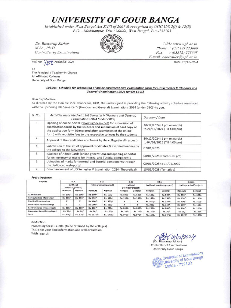 Notification For Submission of Online Form For Enrollment Cum ...