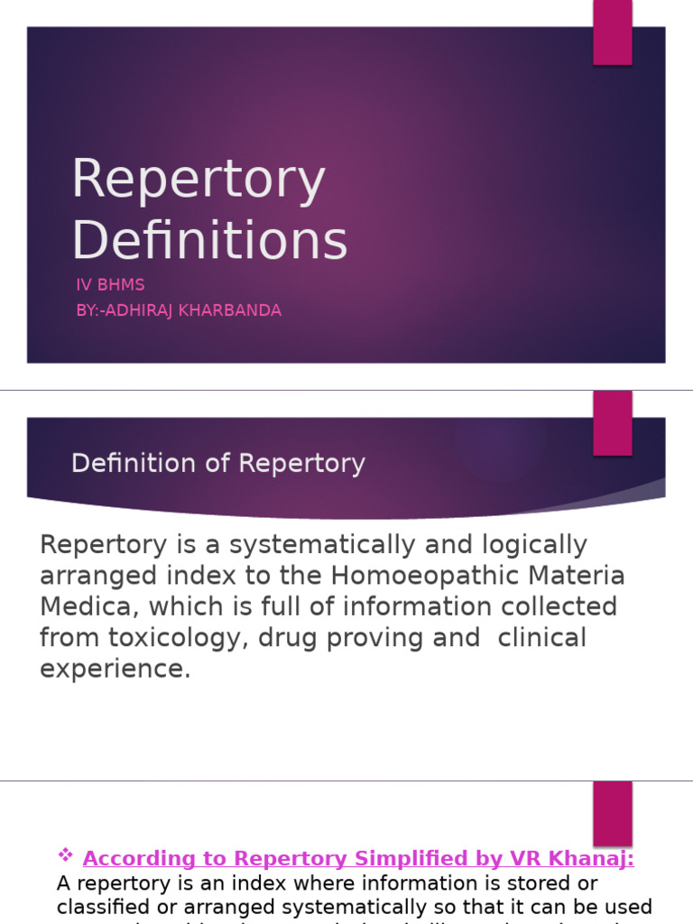 Repertory Defintion | PDF | Homeopathy | Medicine