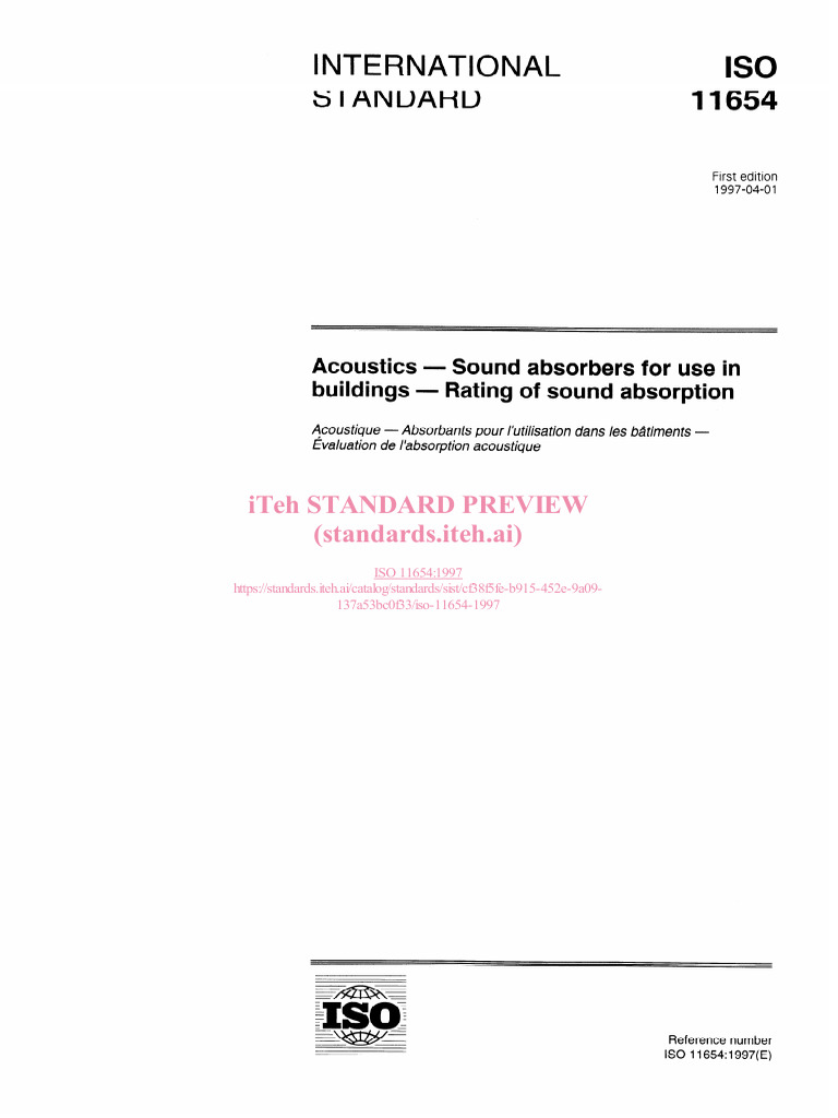 ISO 11654:1997 Sound Absorption Standards | PDF | International ...