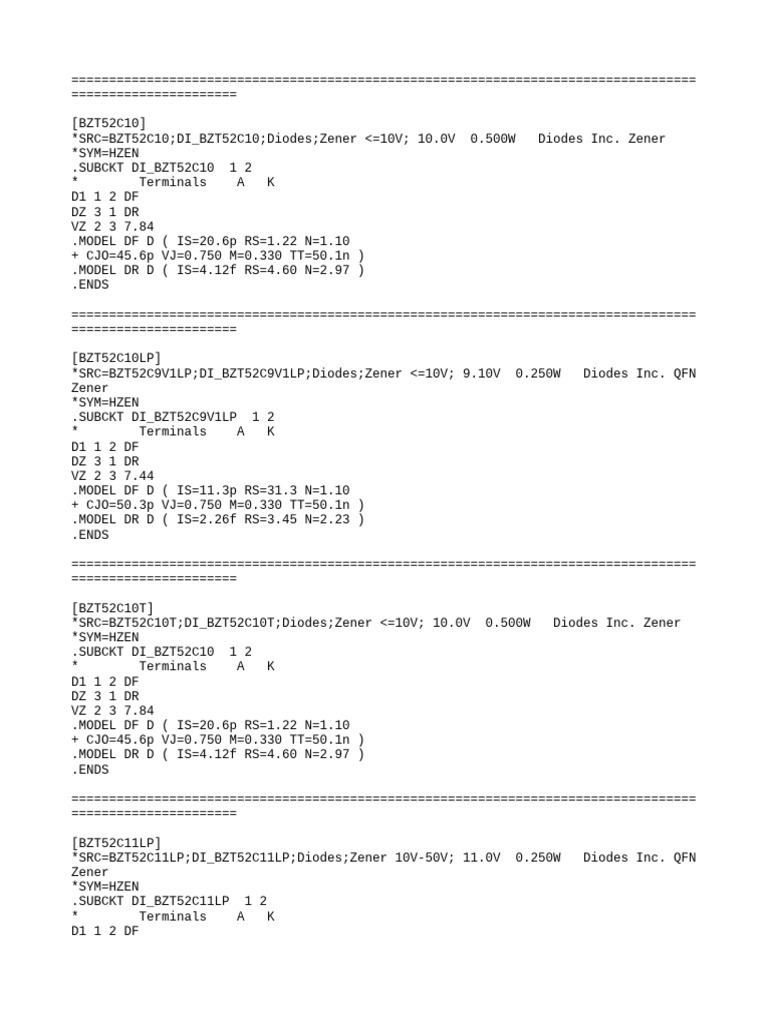 Zener Diode SPICE Models Overview | PDF | Power Engineering ...