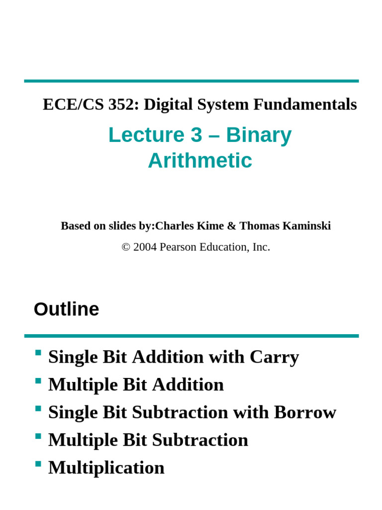 Lec03 Binary Arithmetic | PDF | Subtraction | Mathematical Notation