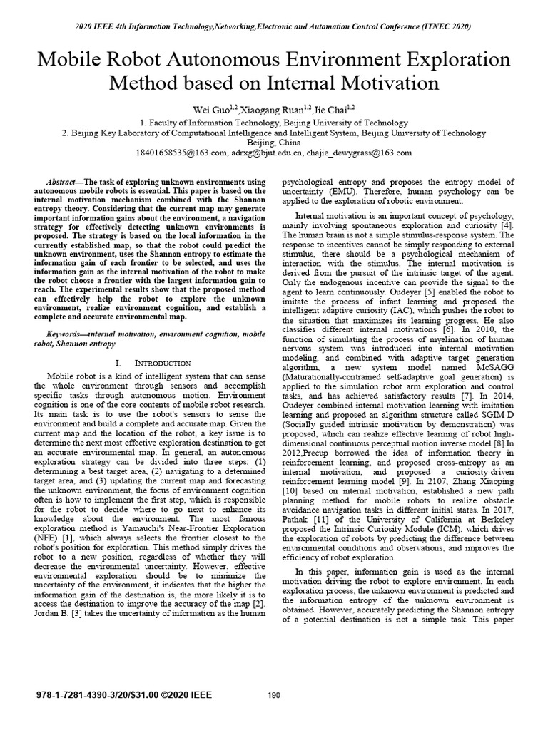 Mobile Robot Autonomous Environment Exploration Method Based On Internal Motivation | PDF ...