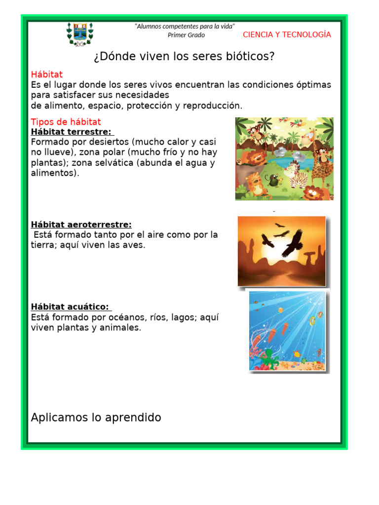 Tipos de Hábitat para Primer Grado | PDF