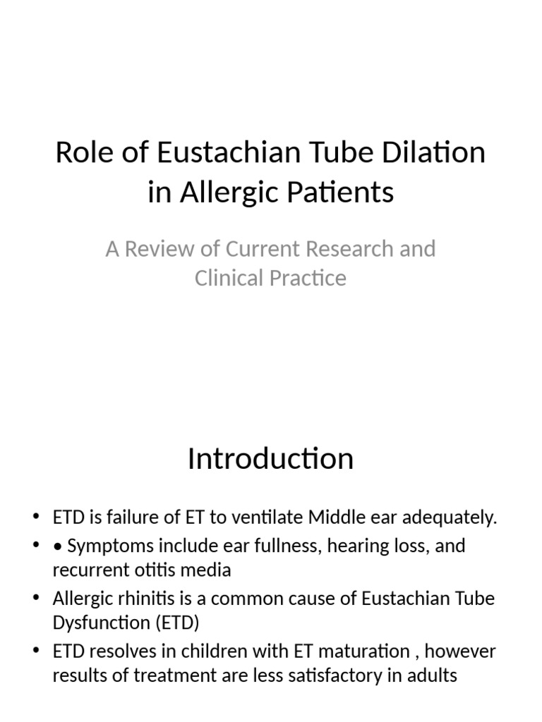 Eustachian Tube Dilation Allergic Patients | PDF | Allergy | Diseases ...
