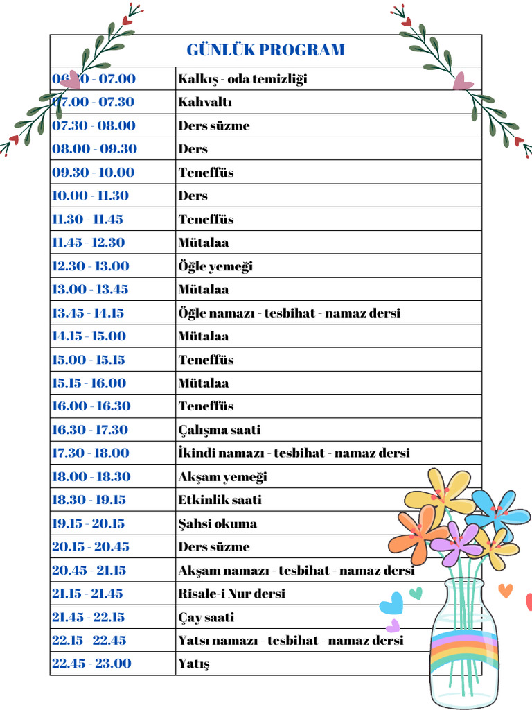 GÜNLÜK PROGRAM | PDF