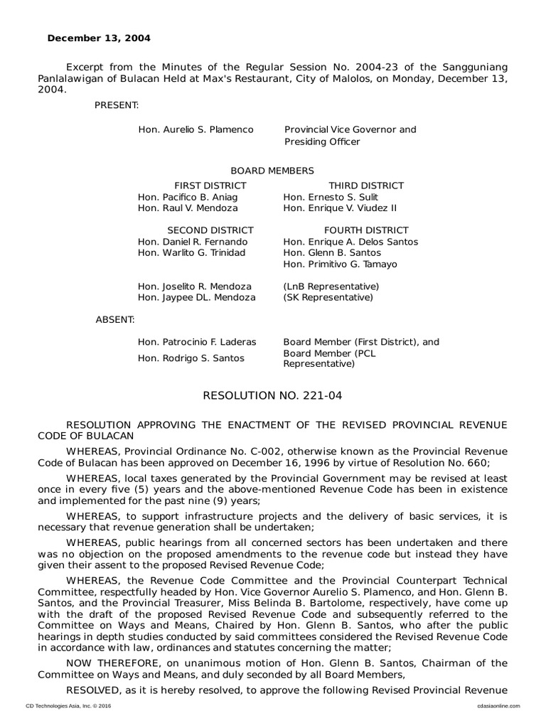 Revised Provincial Revenue Code of Bulacan | PDF | Taxes | Real Estate ...