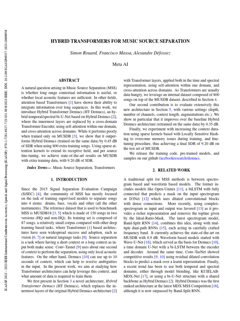 Hybrid Transformers For Music Source Separation | PDF | Computational Neuroscience | Machine ...