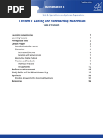 Adding and Subtracting Monomials | PDF | Arithmetic | Abstract Algebra