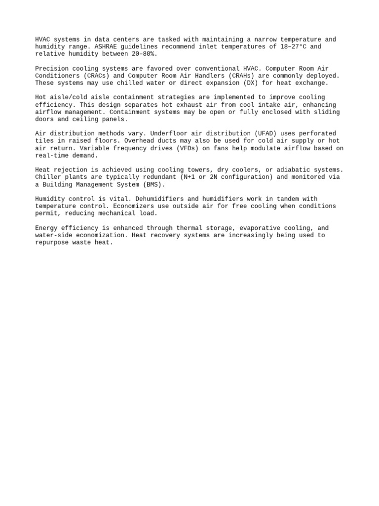 Mechanical And Hvac Design Of Data Centers Pdf