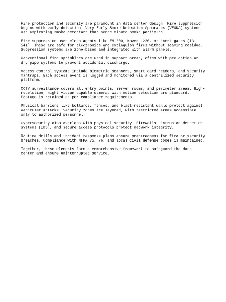 Fire Protection and Security Systems in Data Centers | PDF