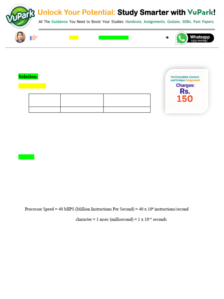 CS501 - Assignment 02 - SOLUTION by VuPark | PDF | Central Processing Unit | Computing