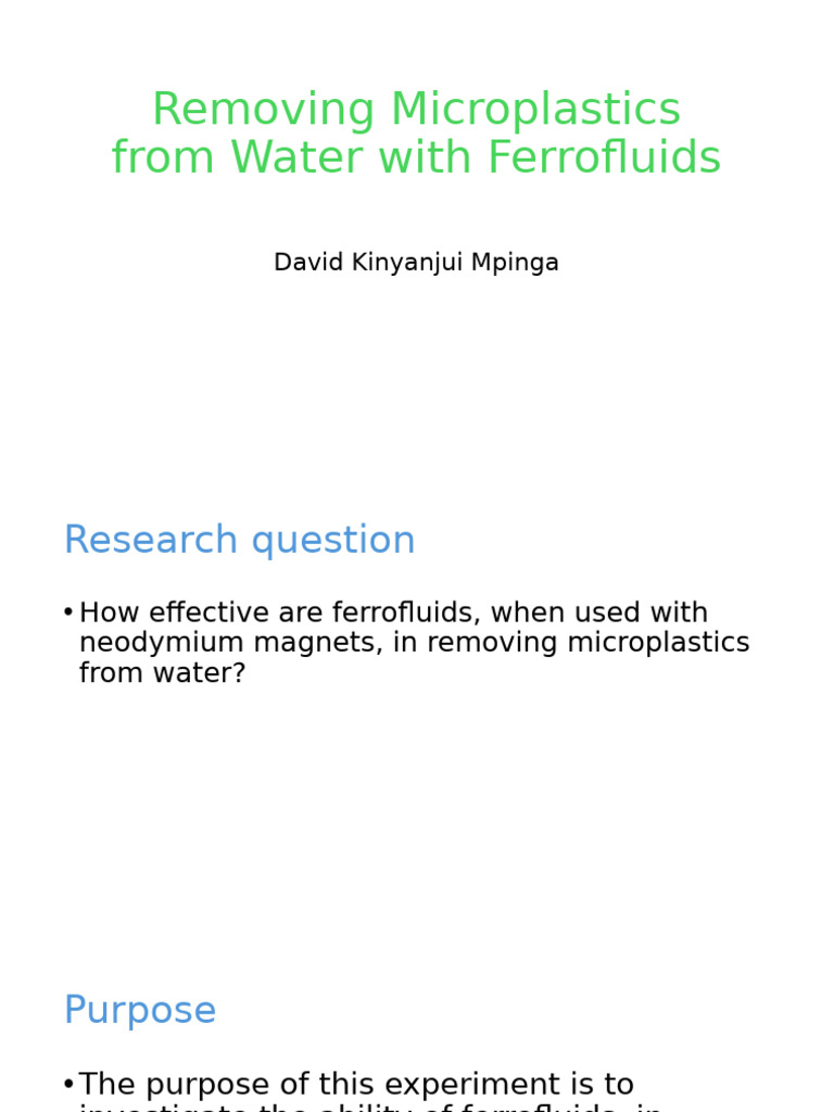Removing Microplastics From Water With Ferrofluids | PDF