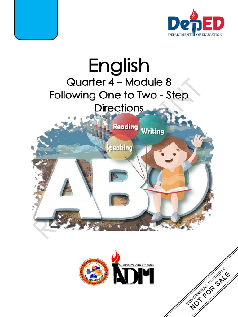 English1 Q4 Mod8 FollowingOneTwoStepDirections V5 | PDF | Learning