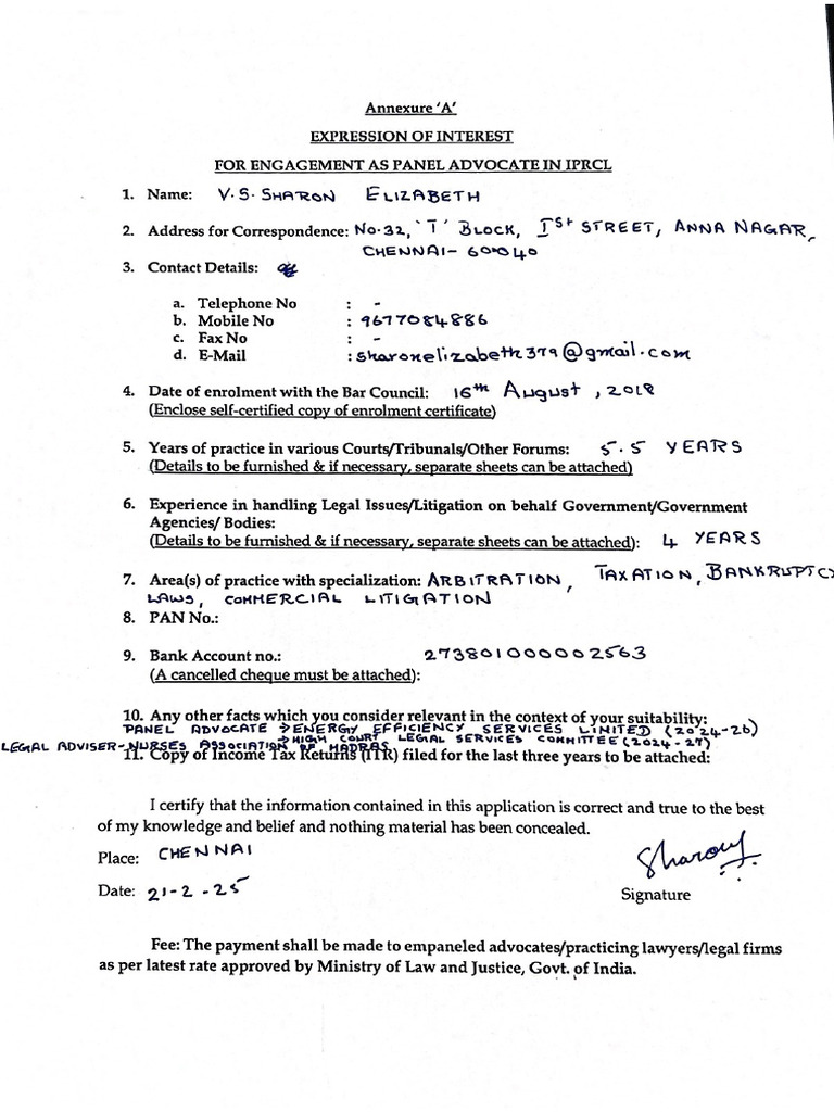 Iprcl Eoi Annex A | PDF