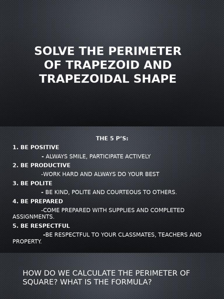 Solve the Perimeter of Trapezoid and Trapezoidal Shape | PDF ...