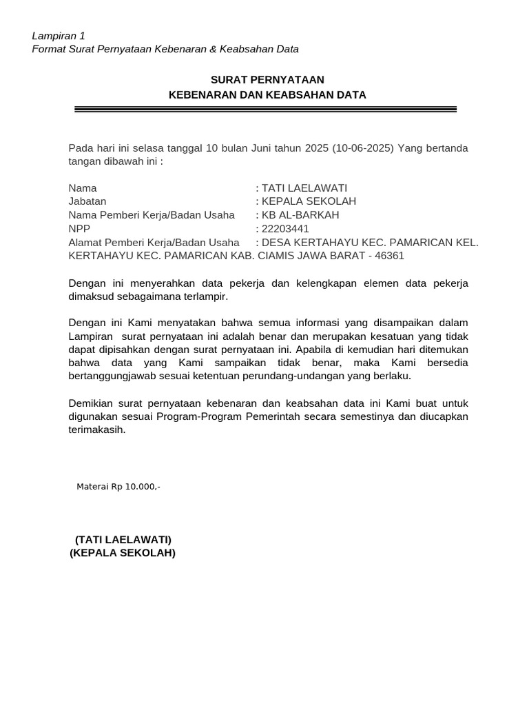 Surat Bsu 2025 - Kantor Cabang Ke Perusahaan | PDF