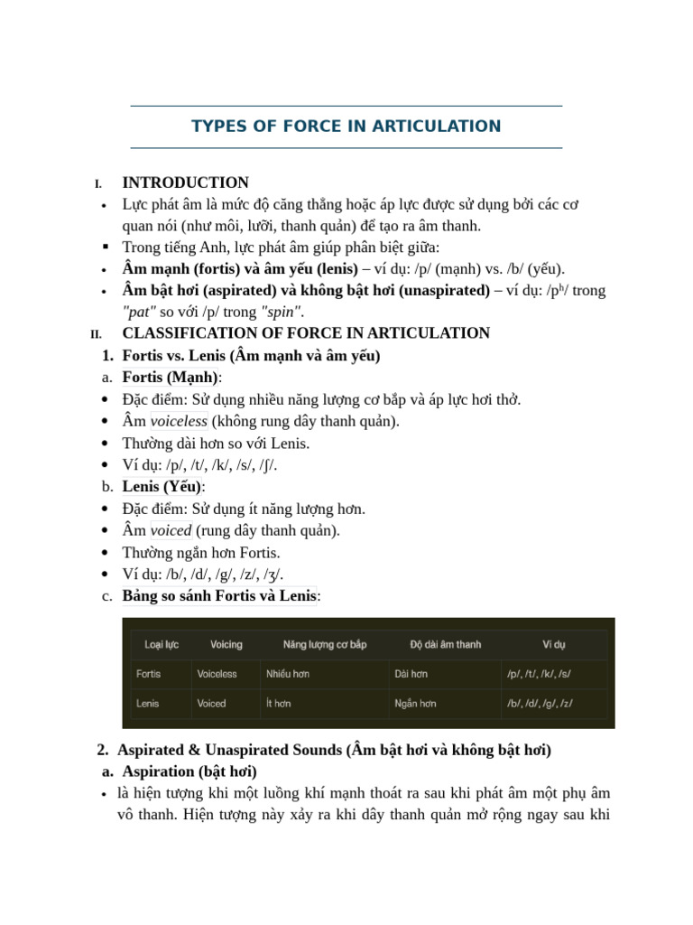 Types of Force in Articulation | PDF