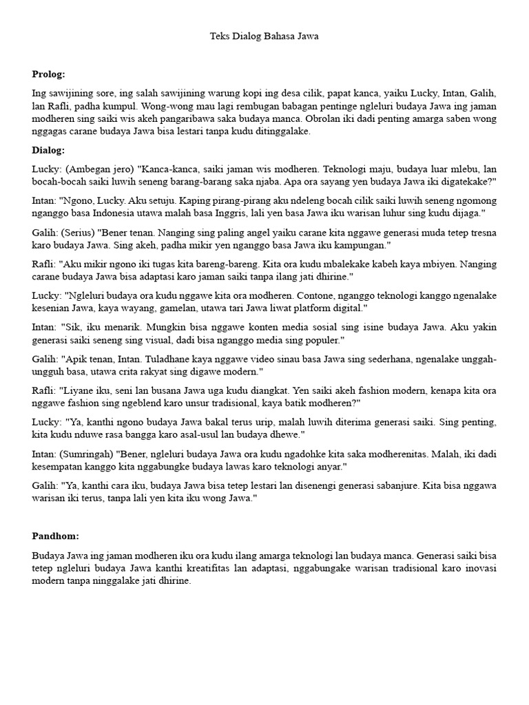 Teks Dialog Bahasa Jawa | PDF