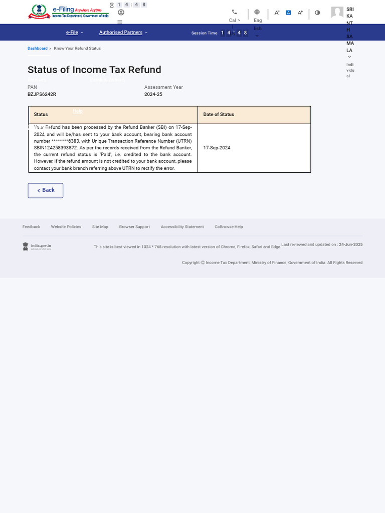 Income Tax Refund Status Update | PDF | Government Finances | Taxes