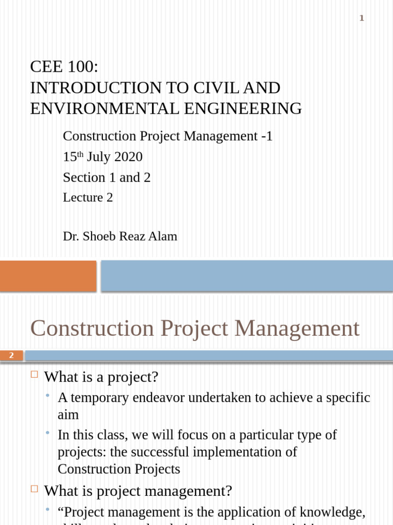 CE100 Lec-2-Proj - MGMT 1 | PDF | Project Management | Economies