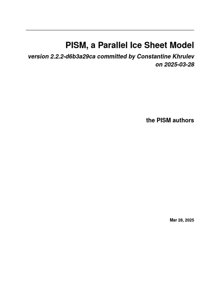 PISM Parallel Ice Sheet Model Guide | PDF | Computing | Earth Sciences
