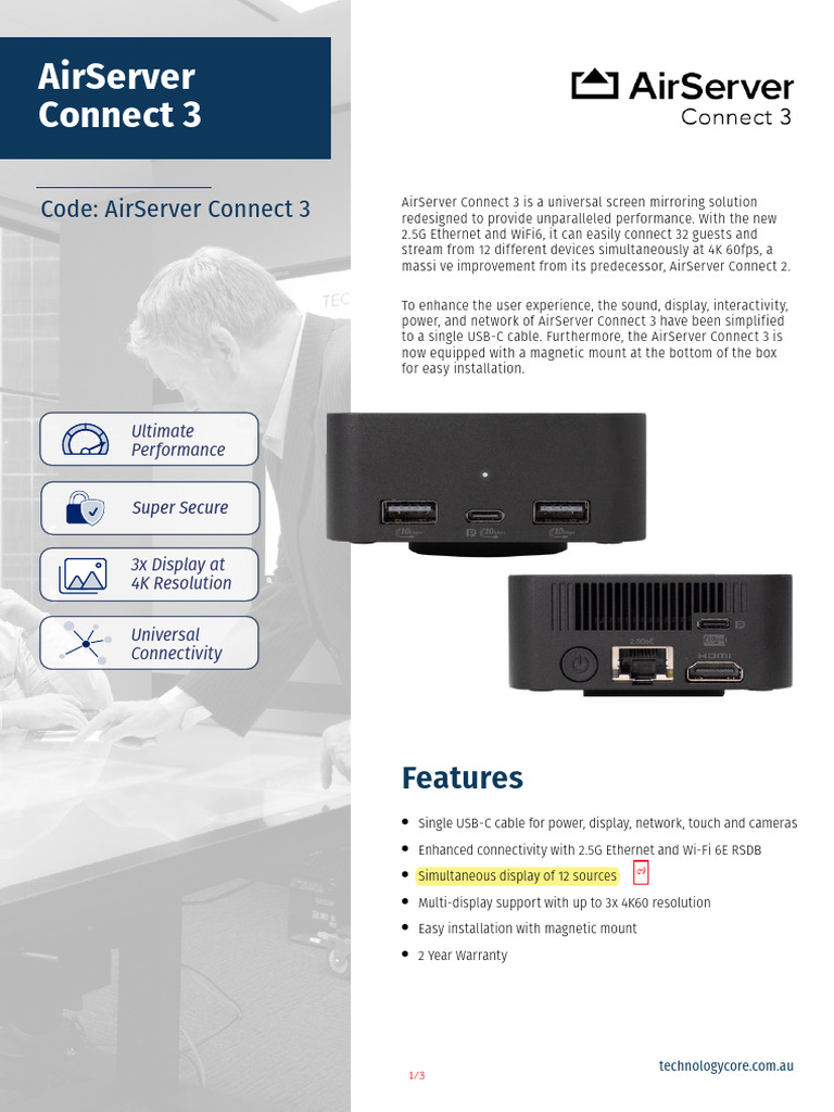 AirServer Connect 3 Overview | PDF | Wi Fi | Hdmi