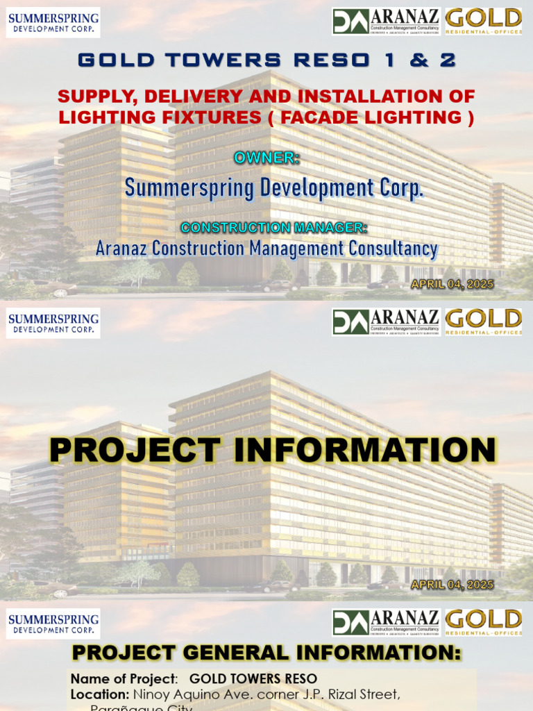 GOLD TOWERS RESO Facade Lighting Project - 2025 | PDF
