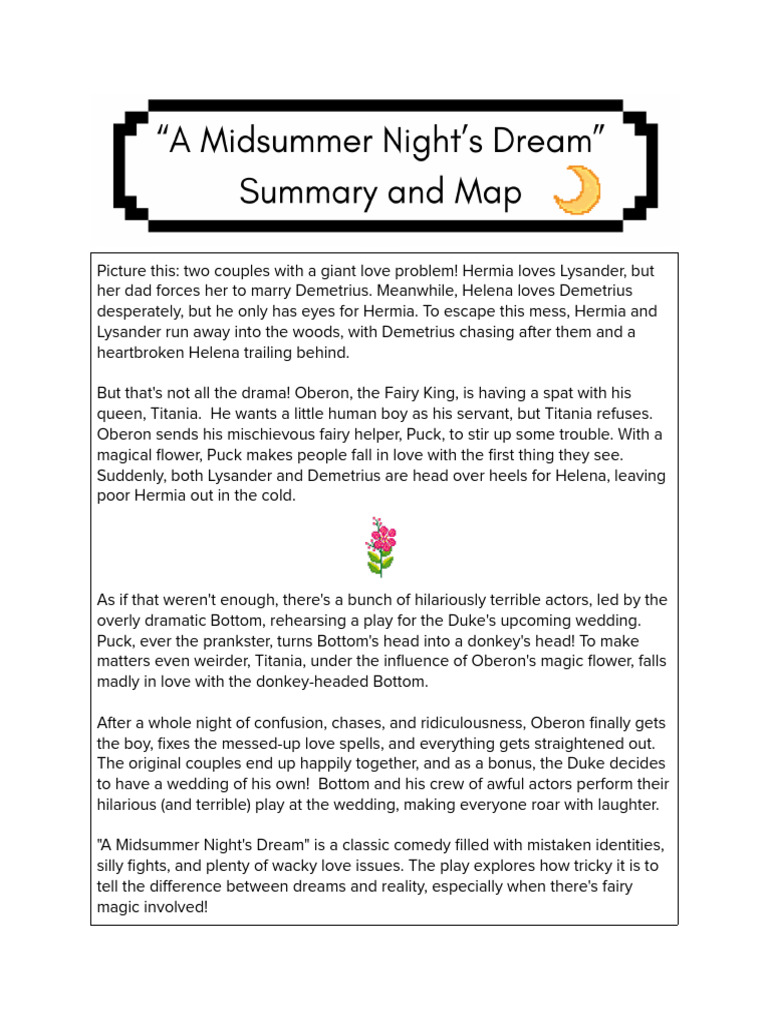 _A Midsummer Night's Dream_ Summary and Map | PDF