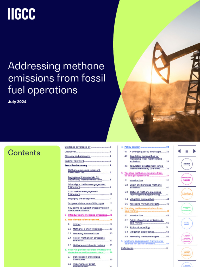IIGCC Addressing Methane Emissions From Fossil Fuel Operations | PDF ...