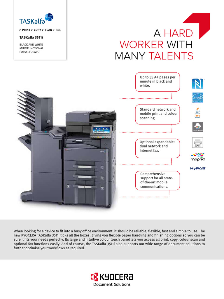 Kyocera TASKalfa 3511i Brochure | PDF | Image Scanner | Fax