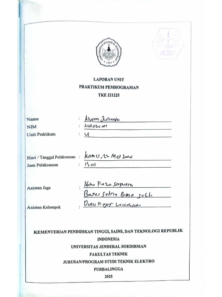 H1A02451 - Alwan Julianto - Laporan Unit 6 | PDF
