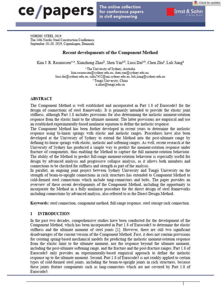 Advances in Component Method for Steel | PDF | Beam (Structure) | Bending