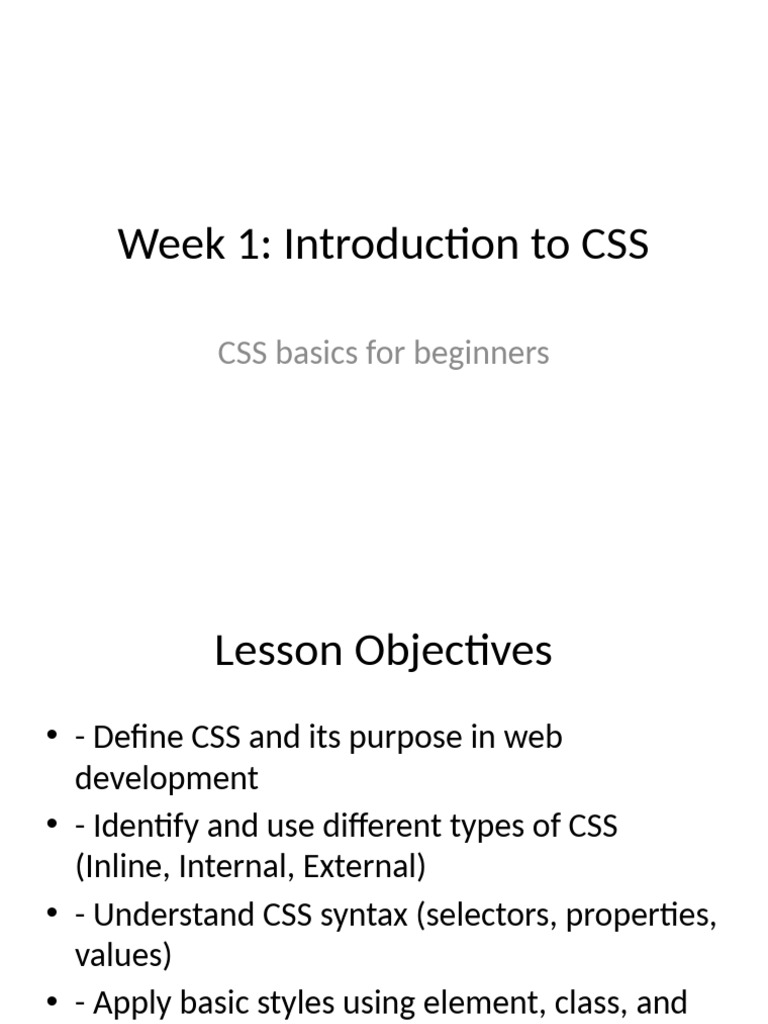 Week 1 CSS Slides Detailed | PDF