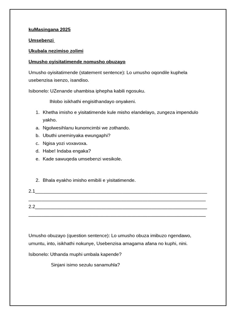Week 2 Imisho | PDF