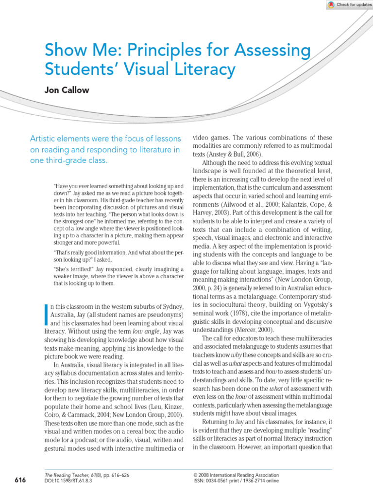 Assessing Visual Literacy in Education | PDF | Literacy | Human ...