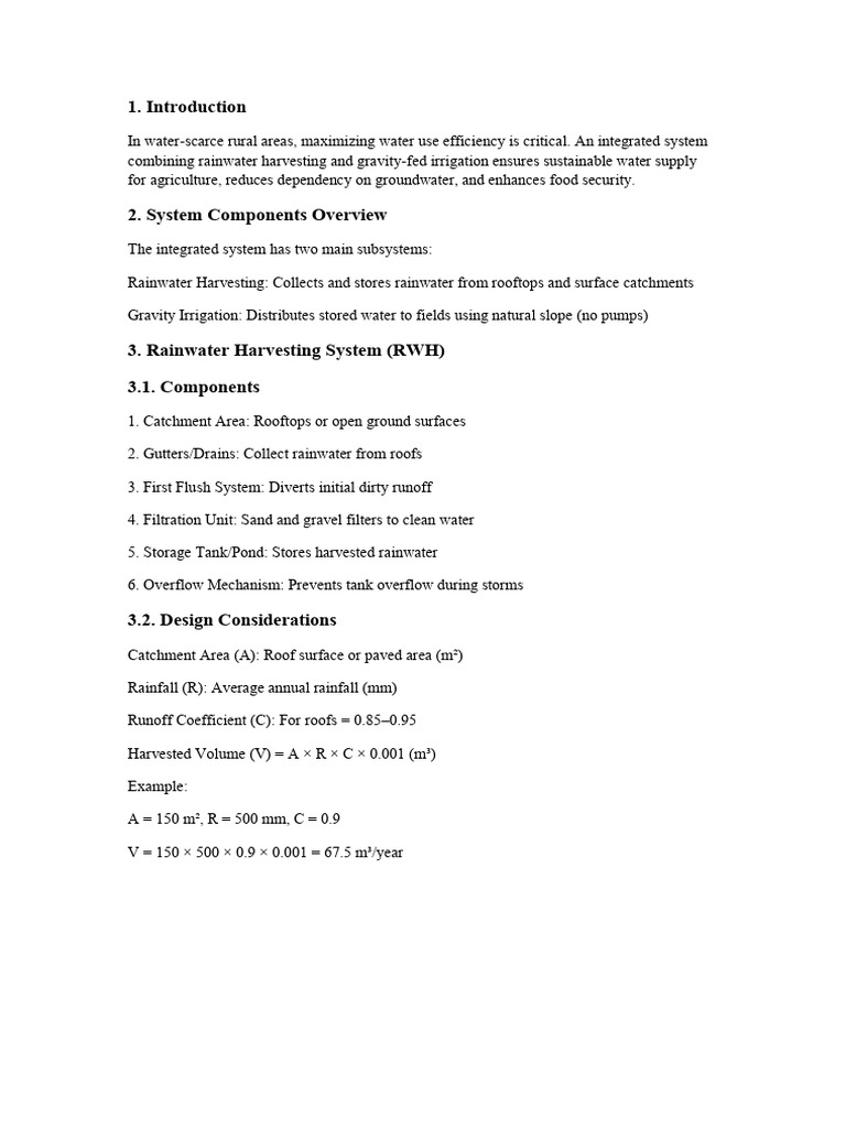 Integrated Gravity Irrigation RWH System Updated | PDF | Irrigation ...