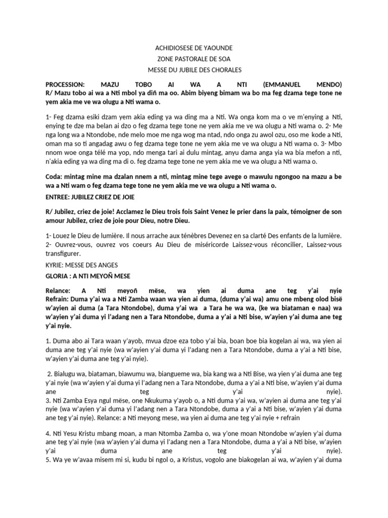 Programme de Messe | PDF