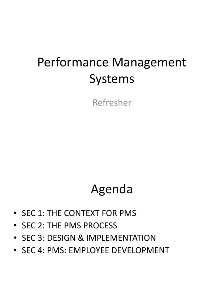 PMS Refresher | PDF | Performance Appraisal | Performance Management