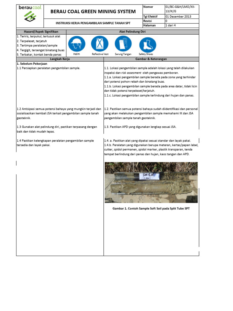 Prosedur Pengambilan Sample Tanah SPT | PDF
