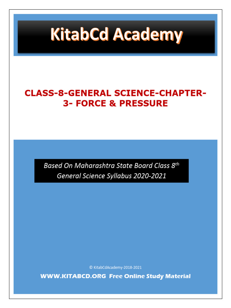 Class 8 Science: Force & Pressure Notes | PDF | Buoyancy | Force