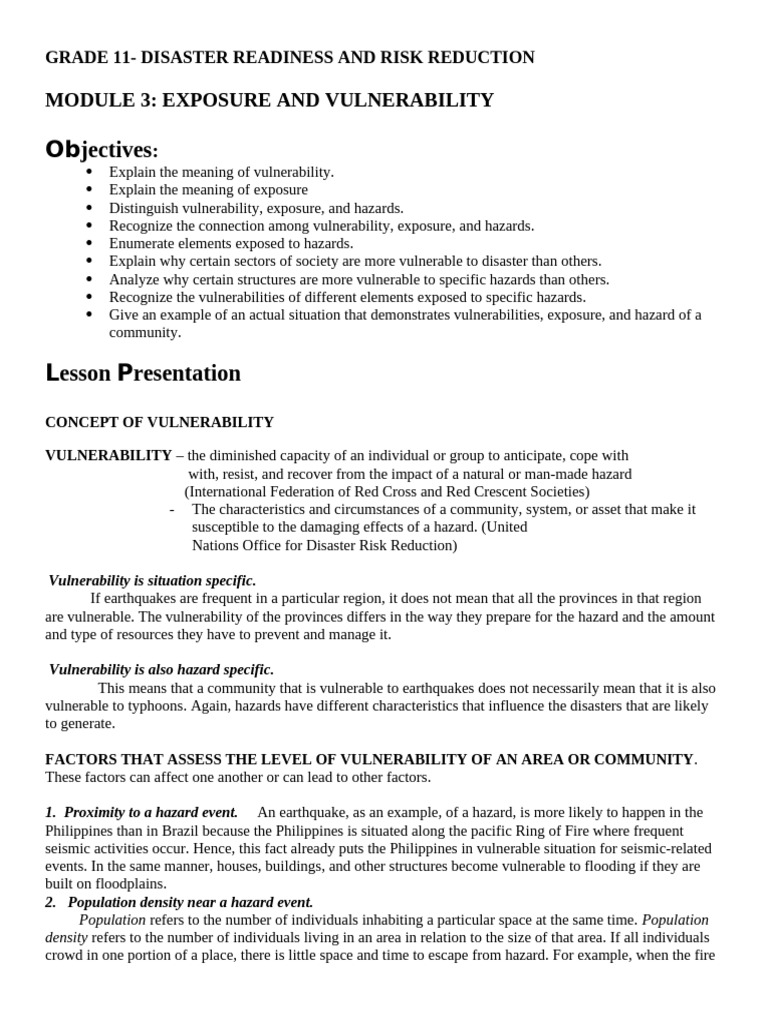 Understanding Exposure and Vulnerability | PDF | Hazards | Natural ...