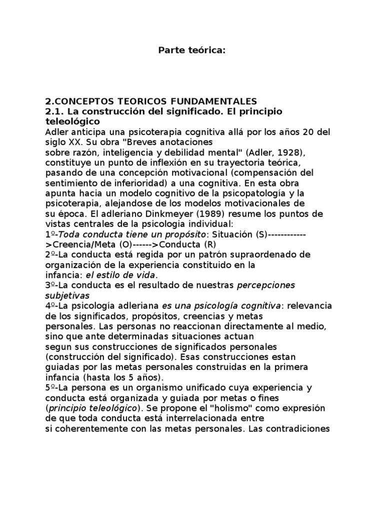 Adler Conceptos | PDF | Psicoanálisis | Mente inconsciente