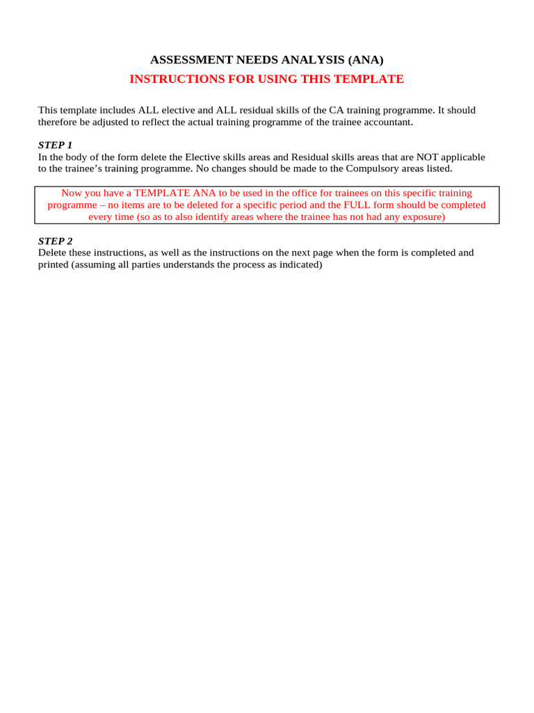 Assessment Needs Analysis Template | PDF | Audit | Internal Control