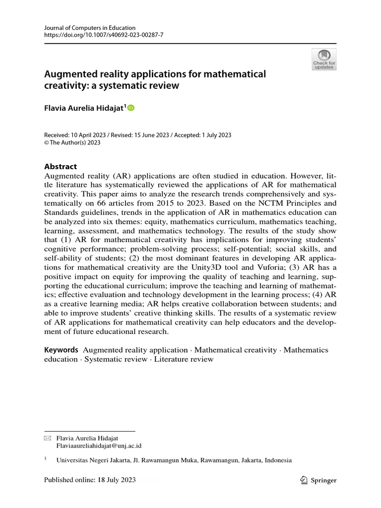 AR in Math Education: Enhancing Creativity | PDF | Augmented Reality ...