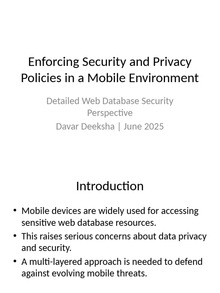 Mobile Environment Security Detailed PPT | PDF | Security | Computer ...