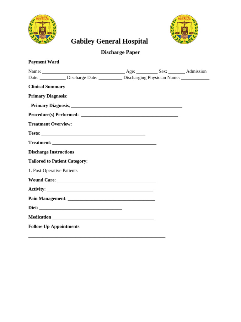 Gabiley Hospital Discharge Summary | PDF