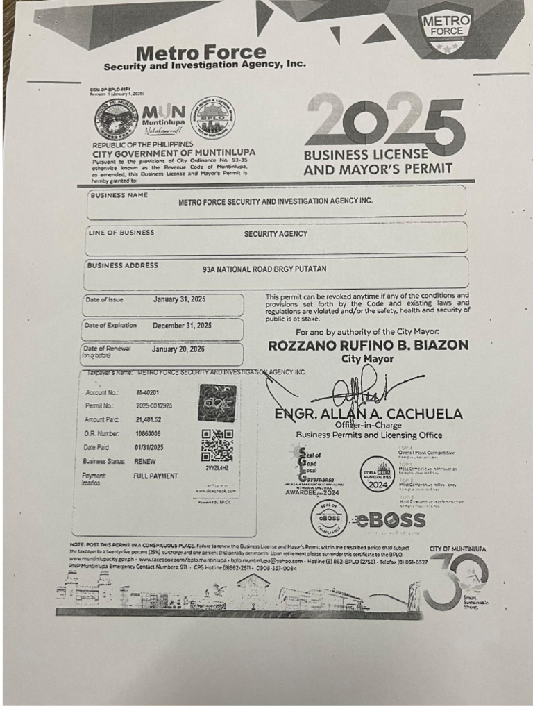 Business Permit 2025 | PDF