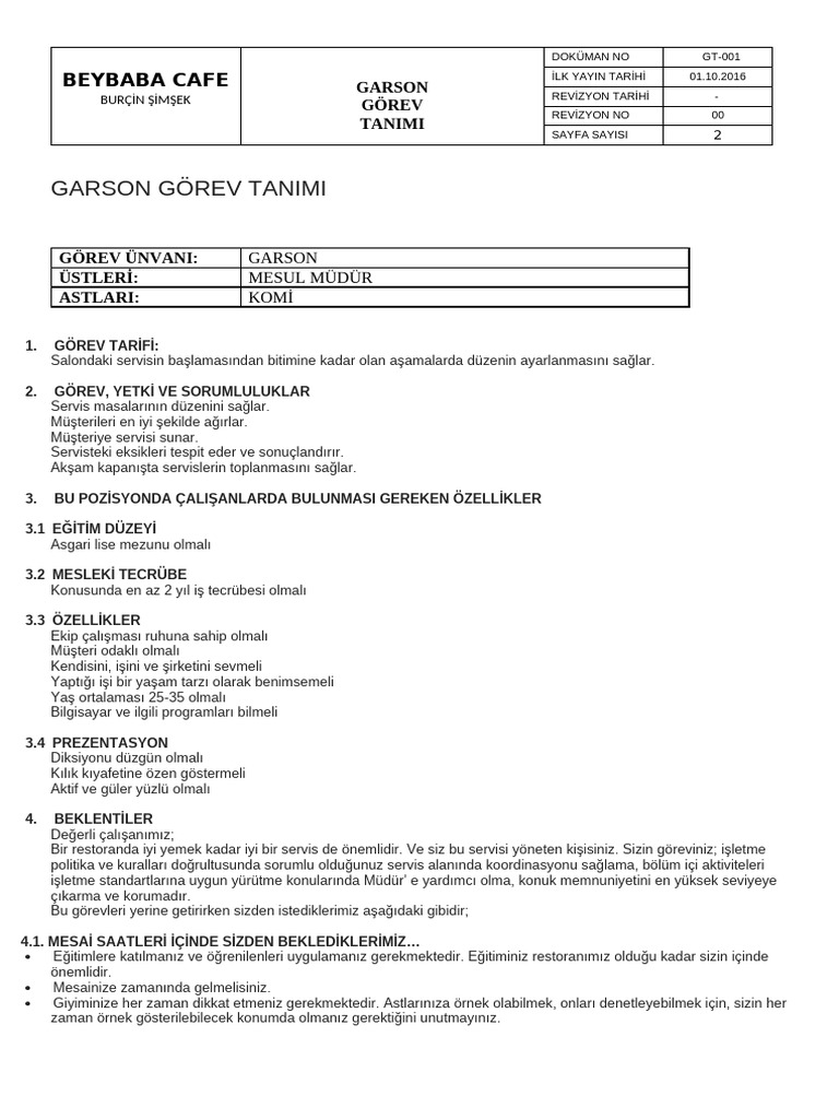 Garson Görev Tanimi | PDF