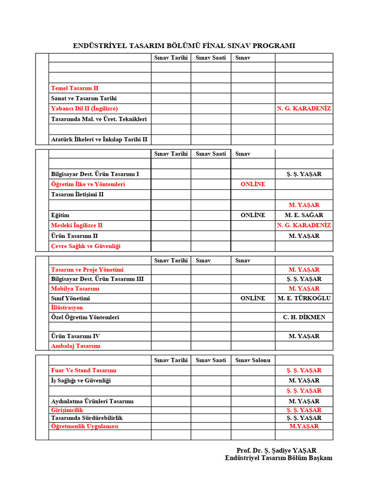 2024 2025 Bahar Yariyili ENTAS Final Sinav Programi | PDF