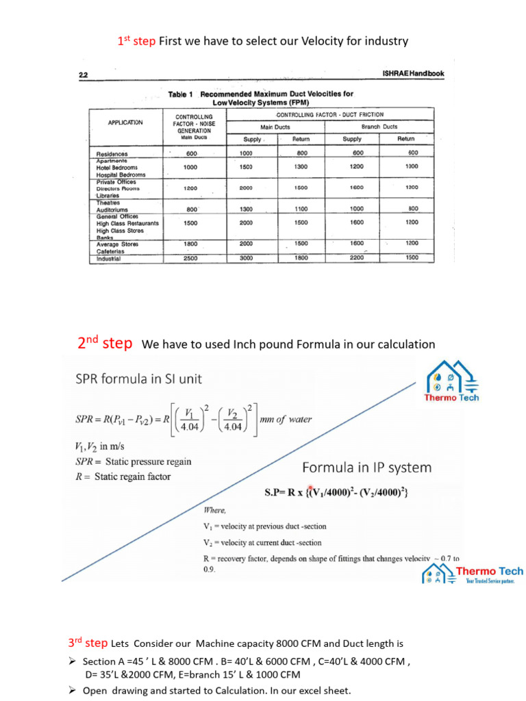 Duct Design by Static Regain Method | PDF | Chemical Engineering ...